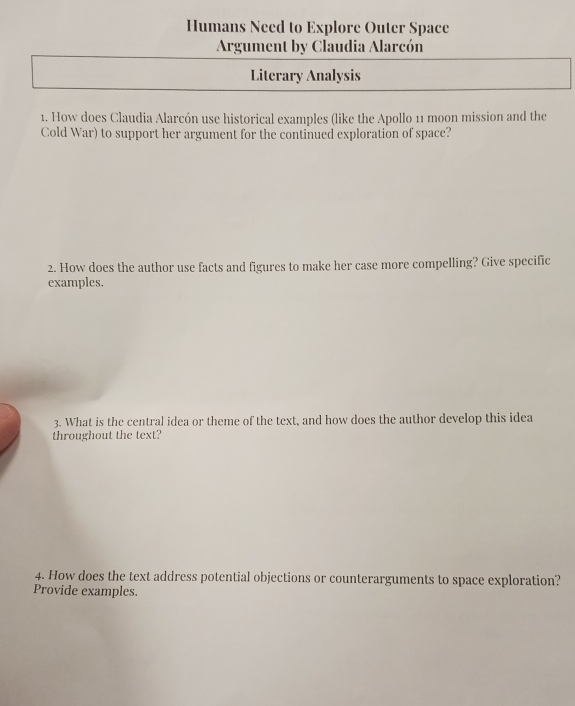Solved: Humans Need to Explore Outer Space Argument by Claudia Alarcón ...