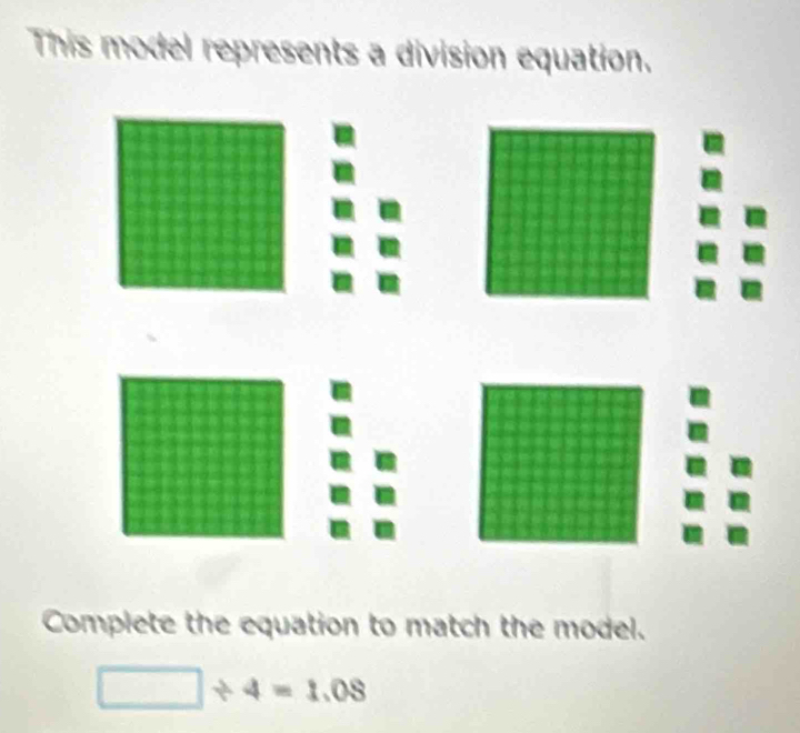 Solved: This model represents a division equation. Complete the ...