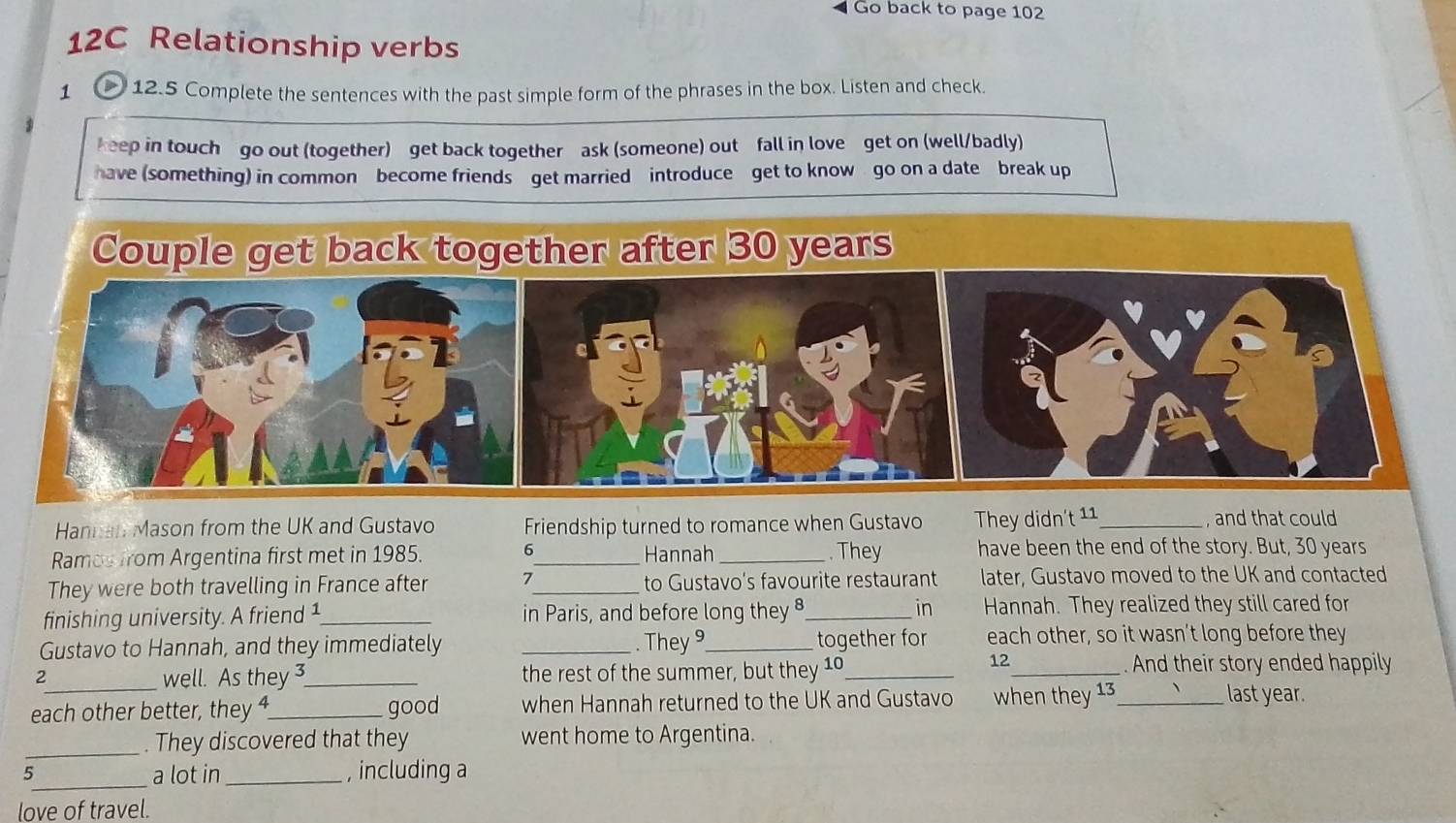 Solved: Go back to page 102 12C Relationship verbs 1 12.5 Complete the ...