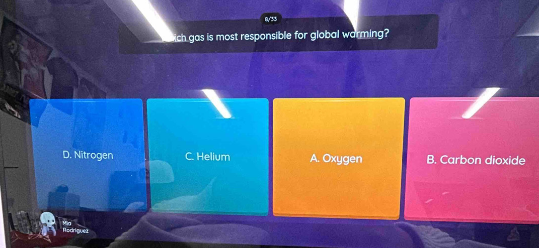 Solved: 8/33 ich gas is most responsible for global warming? D ...