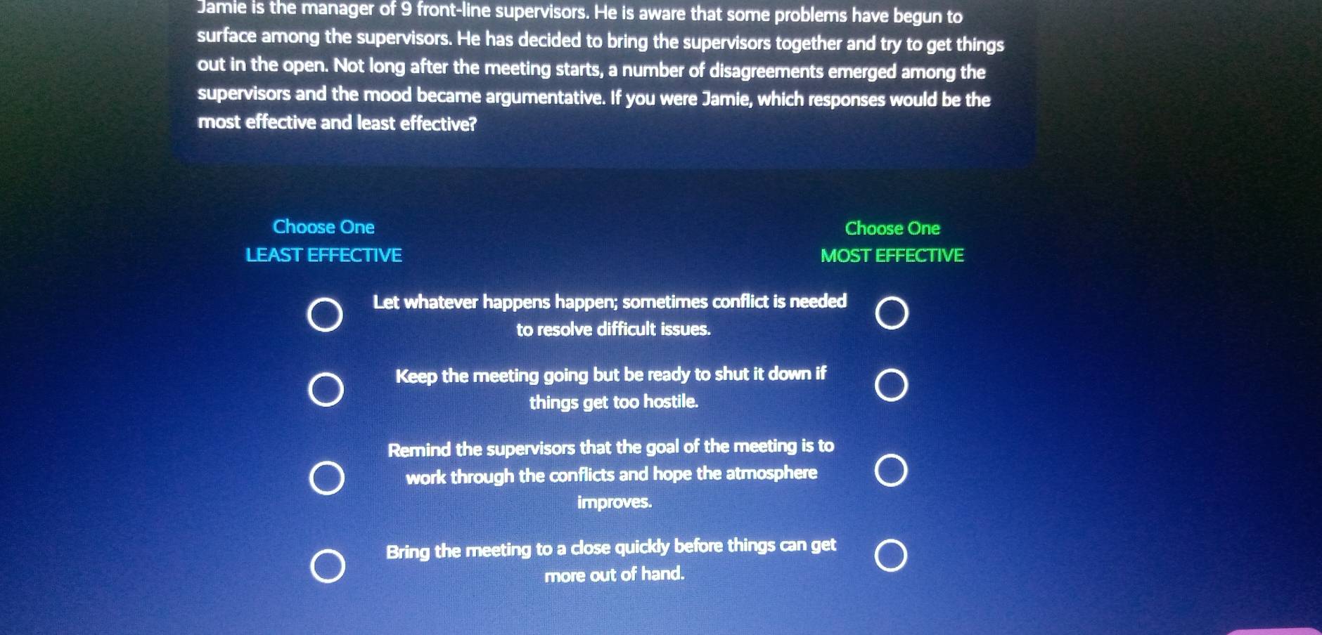 Solved: Jamie is the manager of 9 front-line supervisors. He is aware ...