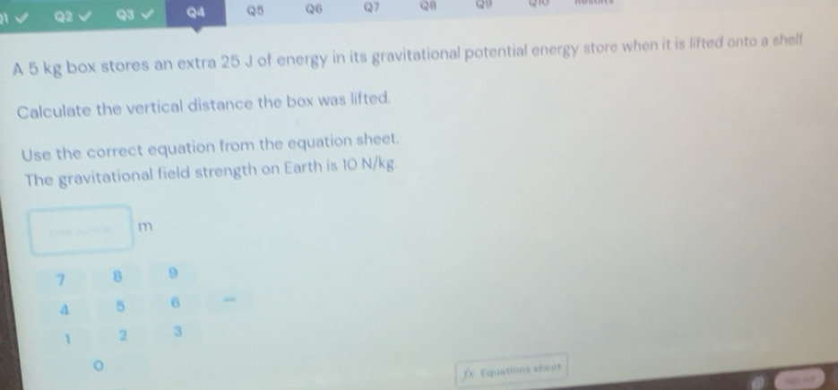 Solved: A 5 kg box stores an extra 25 J of energy in its gravitational ...