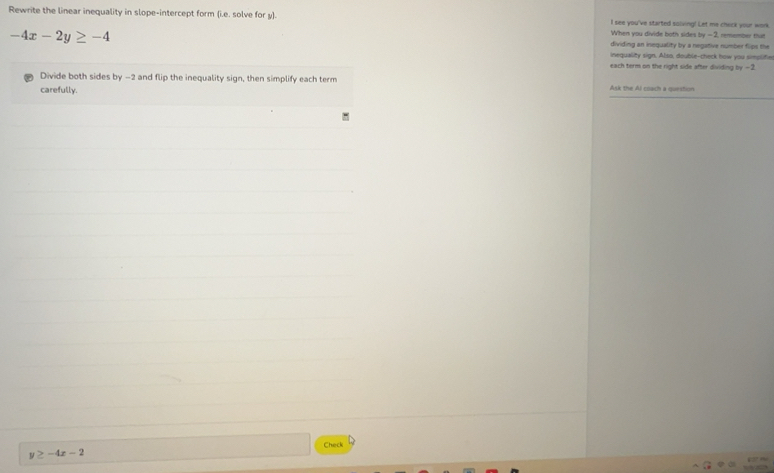Solved: Rewrite the linear inequality in slope-intercept form (i.e ...
