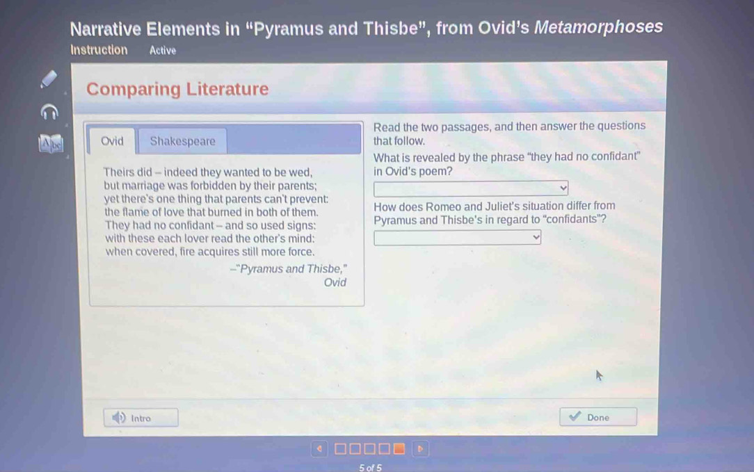 Solved: Narrative Elements in “Pyramus and Thisbe”, from Ovid’s ...