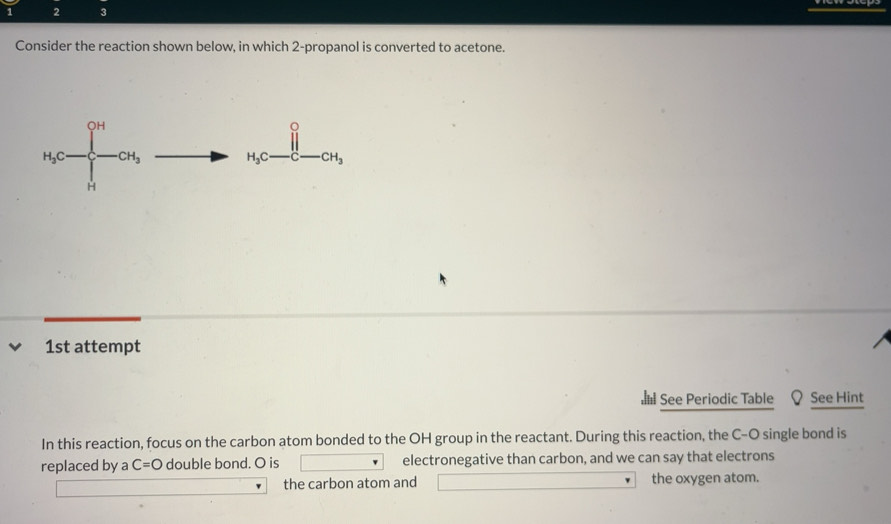 Solved: 1 2 3 Consider the reaction shown below, in which 2 -propanol ...