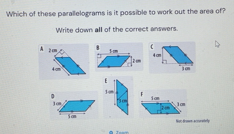 Solved: Which of these parallelograms is it possible to work out the ...