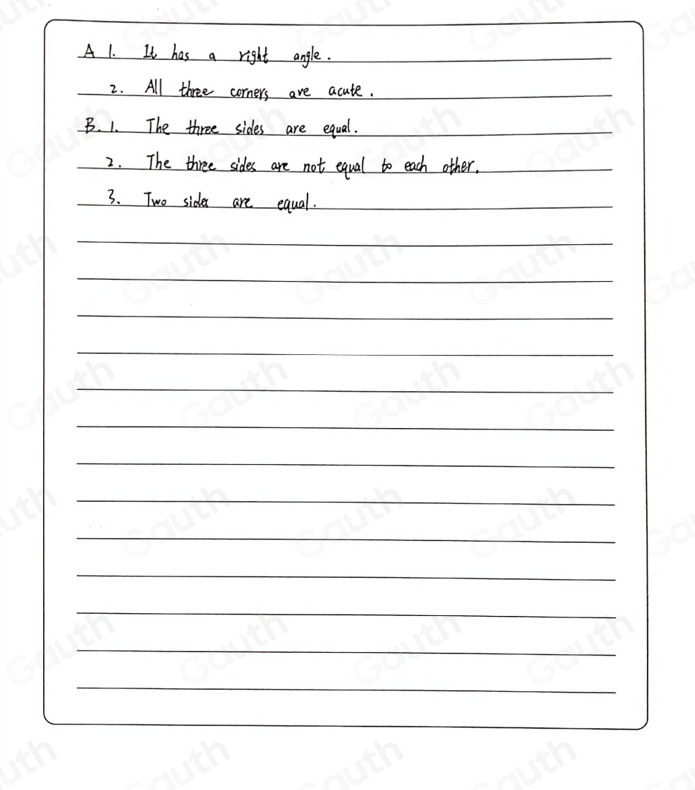 Solved: Classify the following triangles according to angle measures. 1 ...