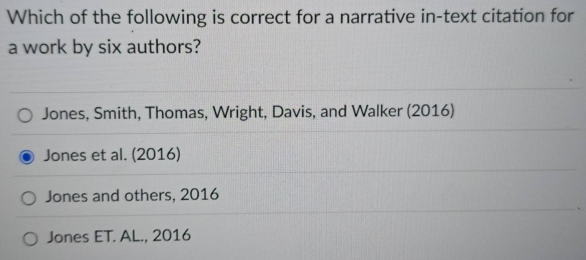 Solved: Which of the following is correct for a narrative in-text ...