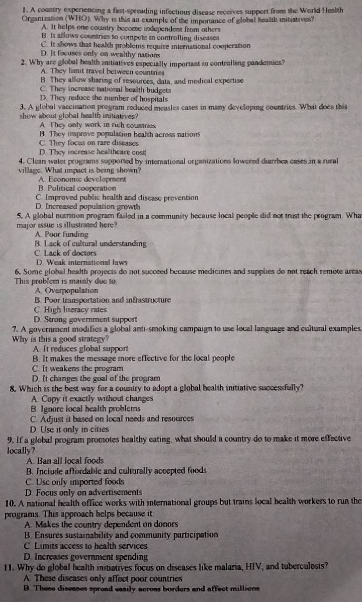 Solved: A country experiencing a fast-spreading infectious disease ...