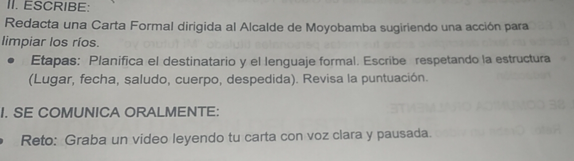 Resuelto:ESCRIBE: Redacta una Carta Formal dirigida al Alcalde de ...