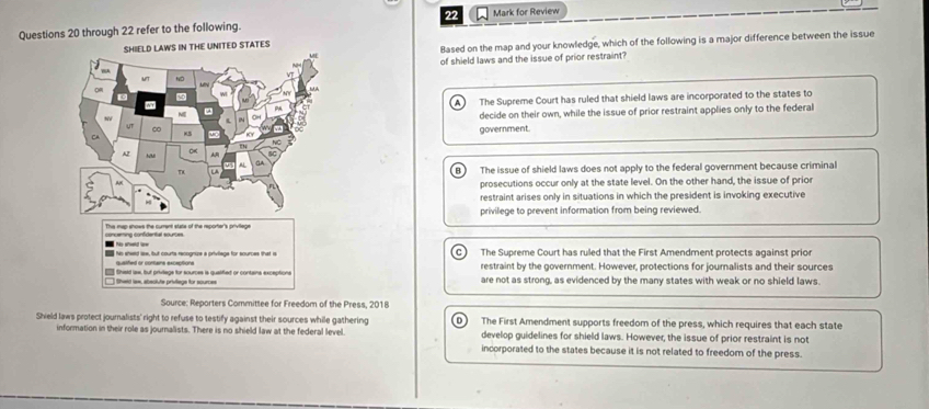 Solved: through 22 refer to the following. 22 Mark for Review Based on ...
