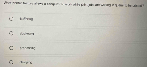 Solved: What printer feature allows a computer to work while print jobs ...