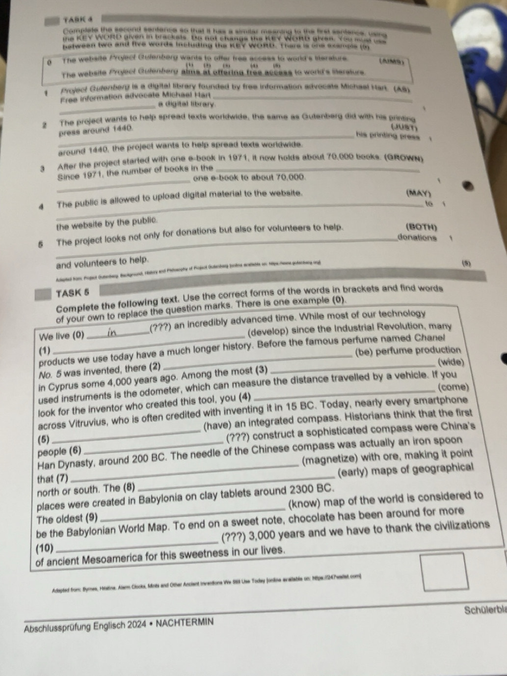 Gelöst:TASK 4 Complete the second sentence so that it has a similar ...