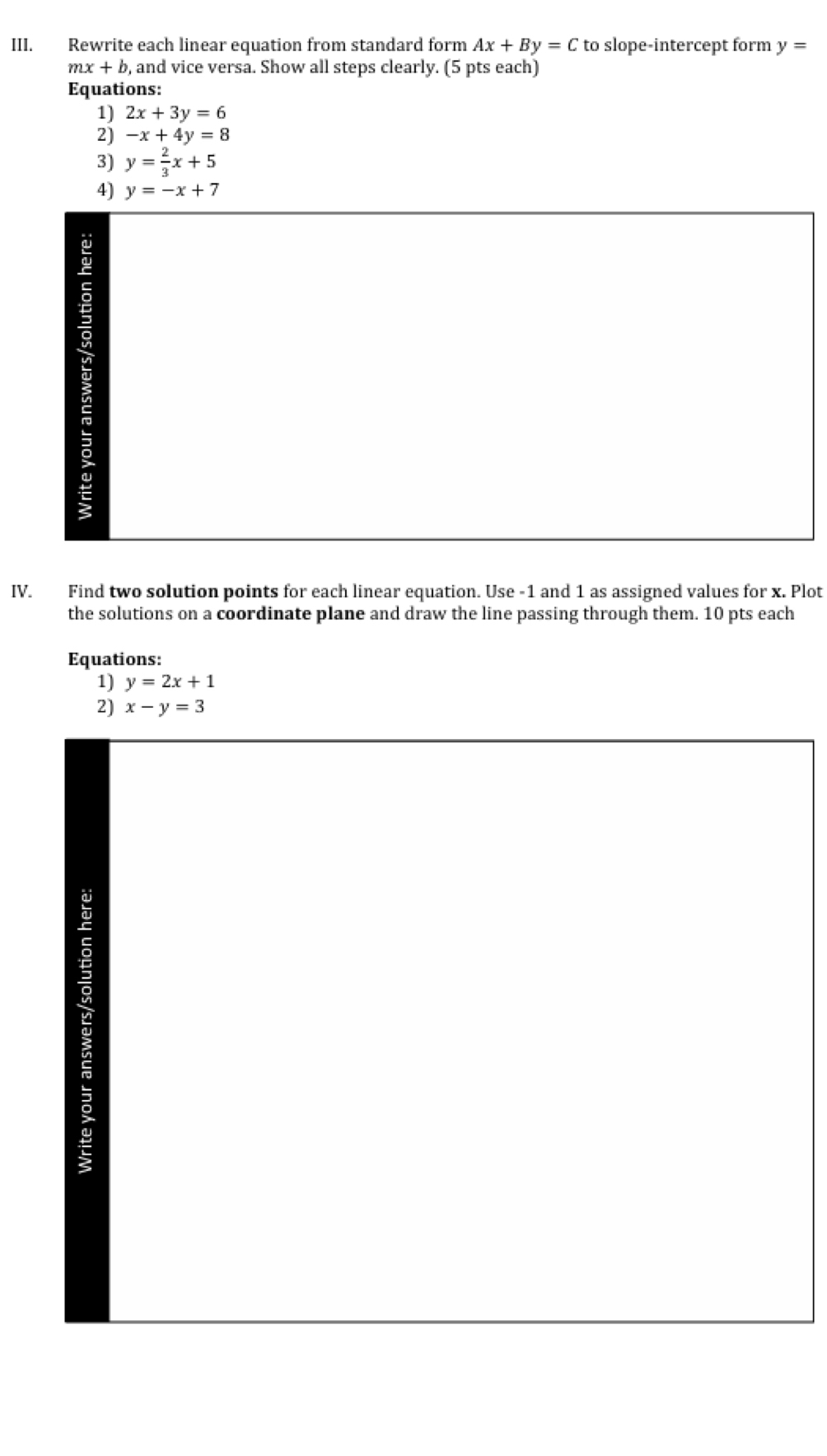 Solved: Rewrite each linear equation from standard form Ax+By=C to ...