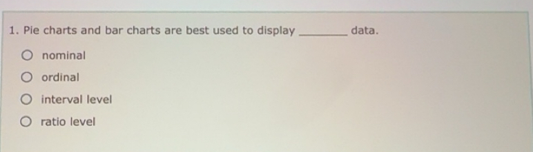 Solved: Pie charts and bar charts are best used to display _data ...