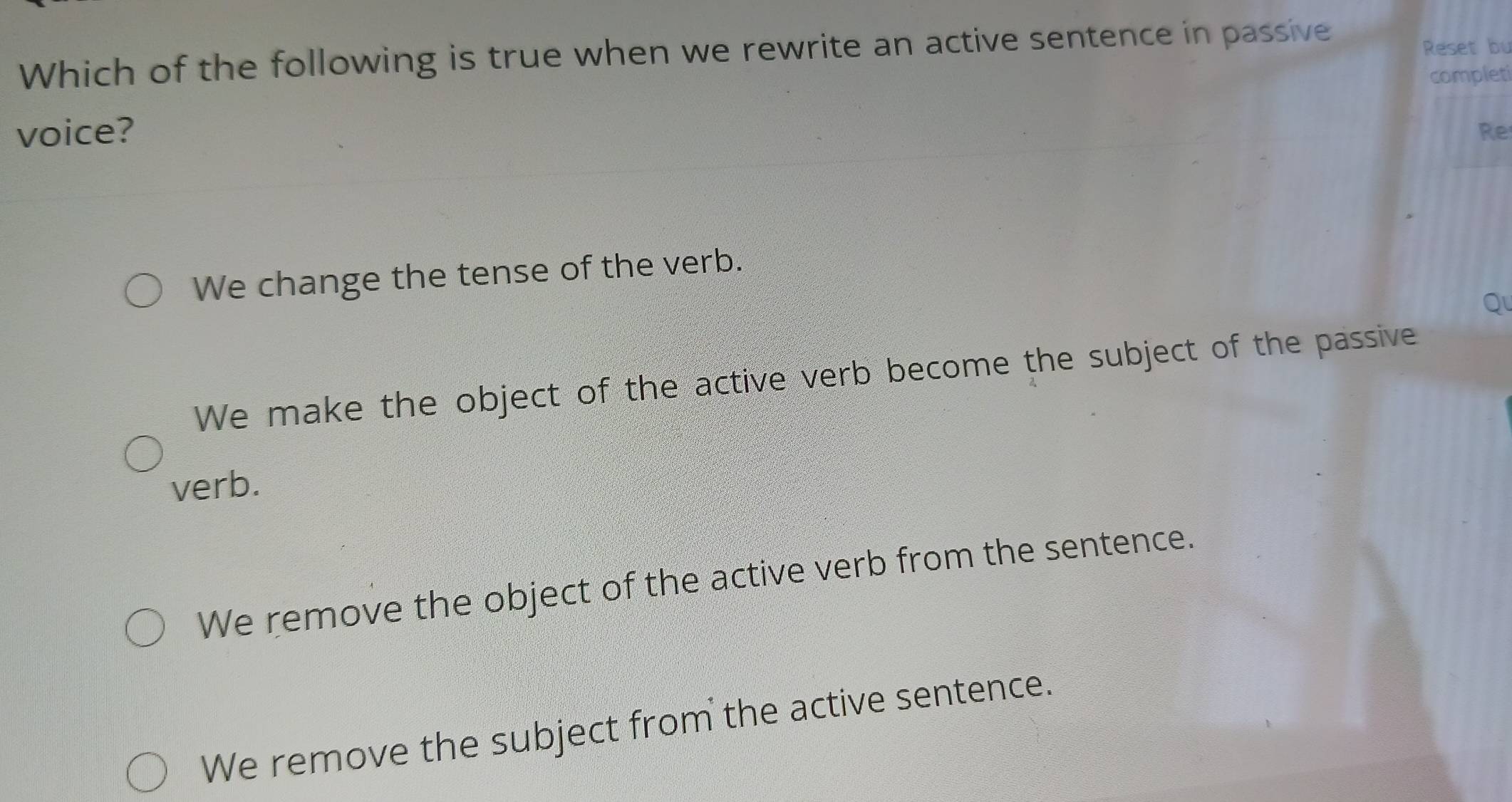 Solved: Which of the following is true when we rewrite an active ...