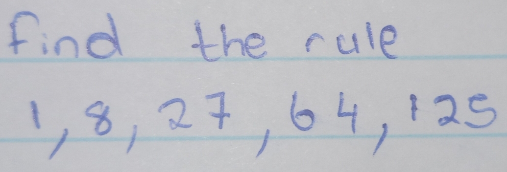 Solved: find the rule 1, 8, 27, 64, 125 [Math]