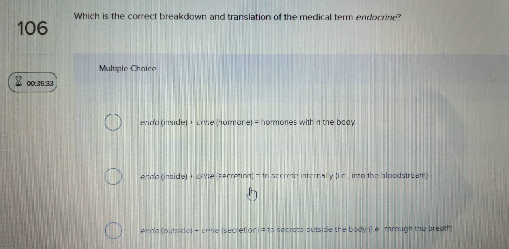 Solved: Which is the correct breakdown and translation of the medical ...