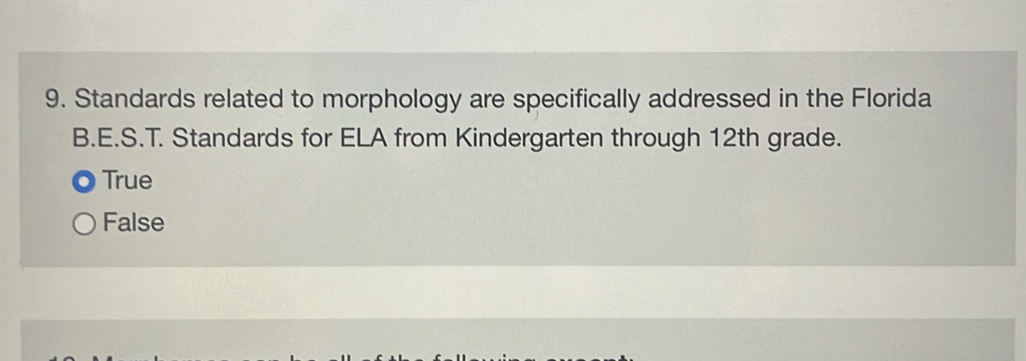 Solved: Standards related to morphology are specifically addressed in ...