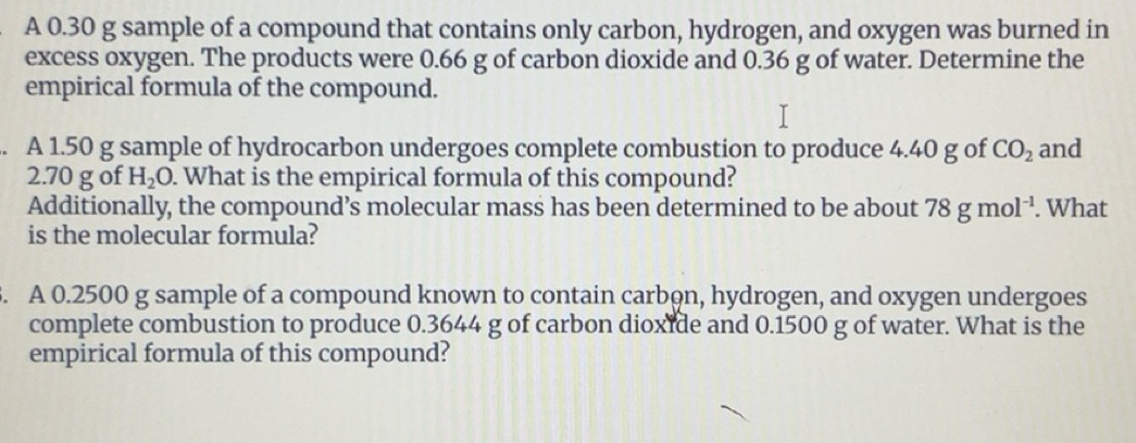 Solved: A 0.30 g sample of a compound that contains only carbon ...