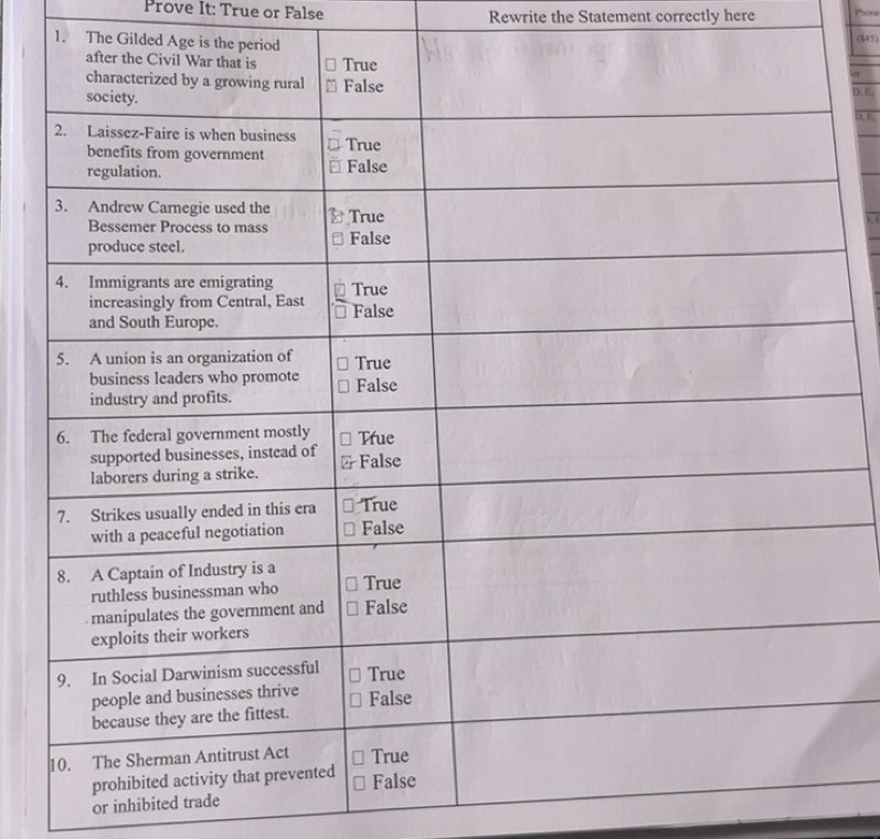 Solved: Prove It: True or False Rewrite the Statement correctly here ...