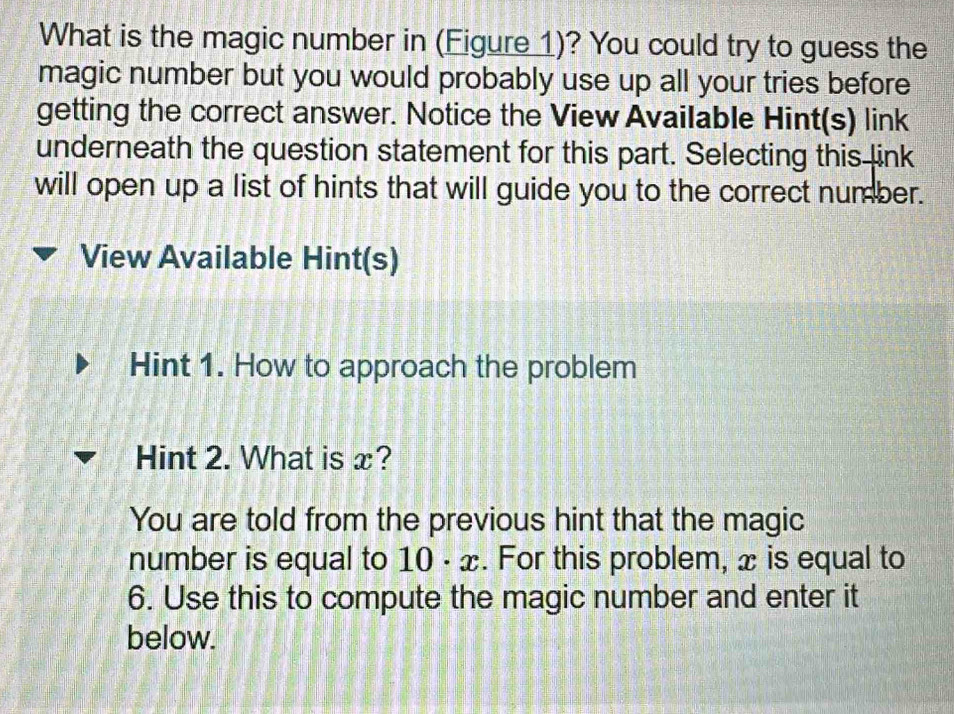 Solved: What is the magic number in (Figure 1)? You could try to guess ...