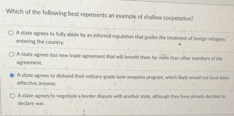 Solved: Which of the following best represents an example of shallow ...