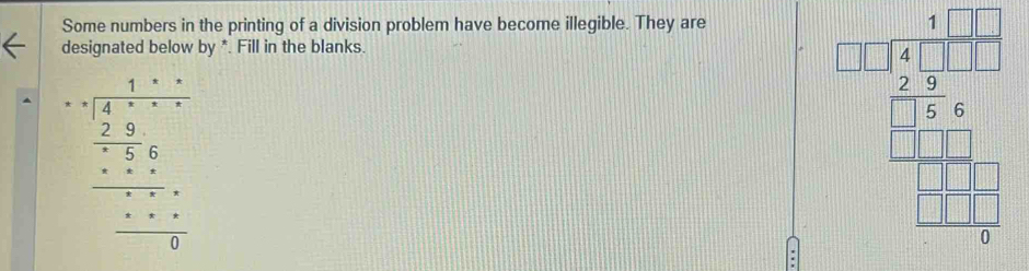 Solved: Some numbers in the printing of a division problem have become ...