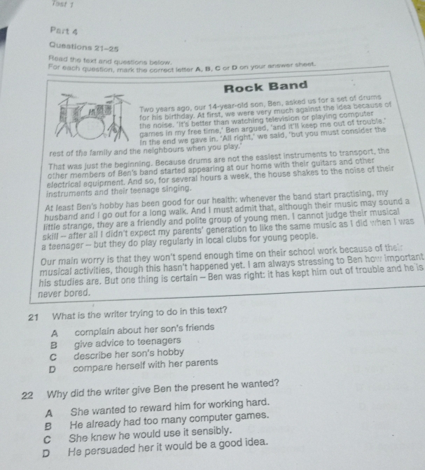 Giải quyết:Tost 1 Part 4 Queations 21-25 Read the text and questions ...