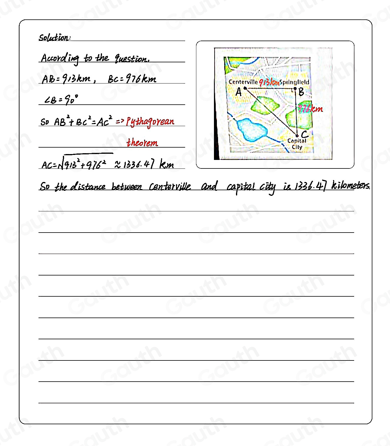 Solved: The distances between Centerville, Springfield, and Capital ...