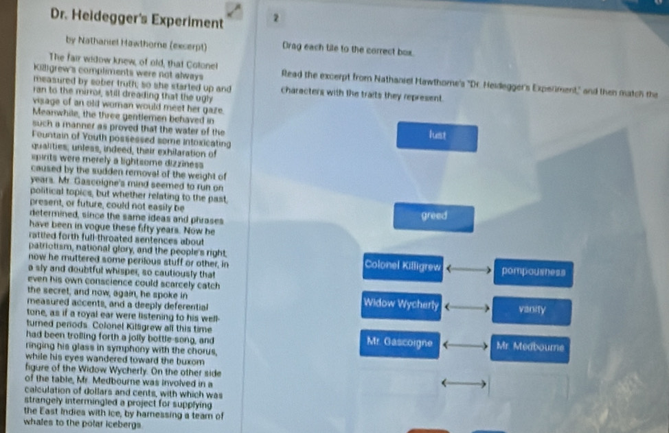 Solved: Dr. Heidegger's Experiment 2 by Nathaniel Hawthome (excerpt ...