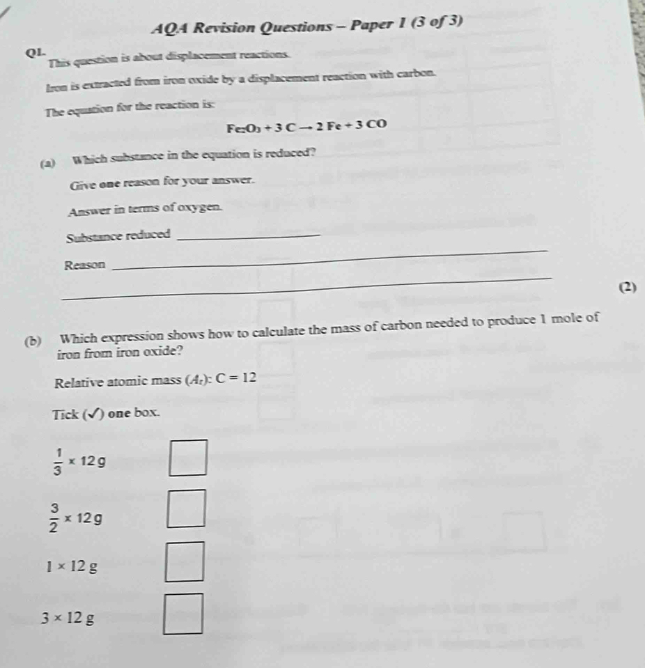 Solved: AQA Revision Questions - Paper 1 (3 of 3) QL. This question is ...