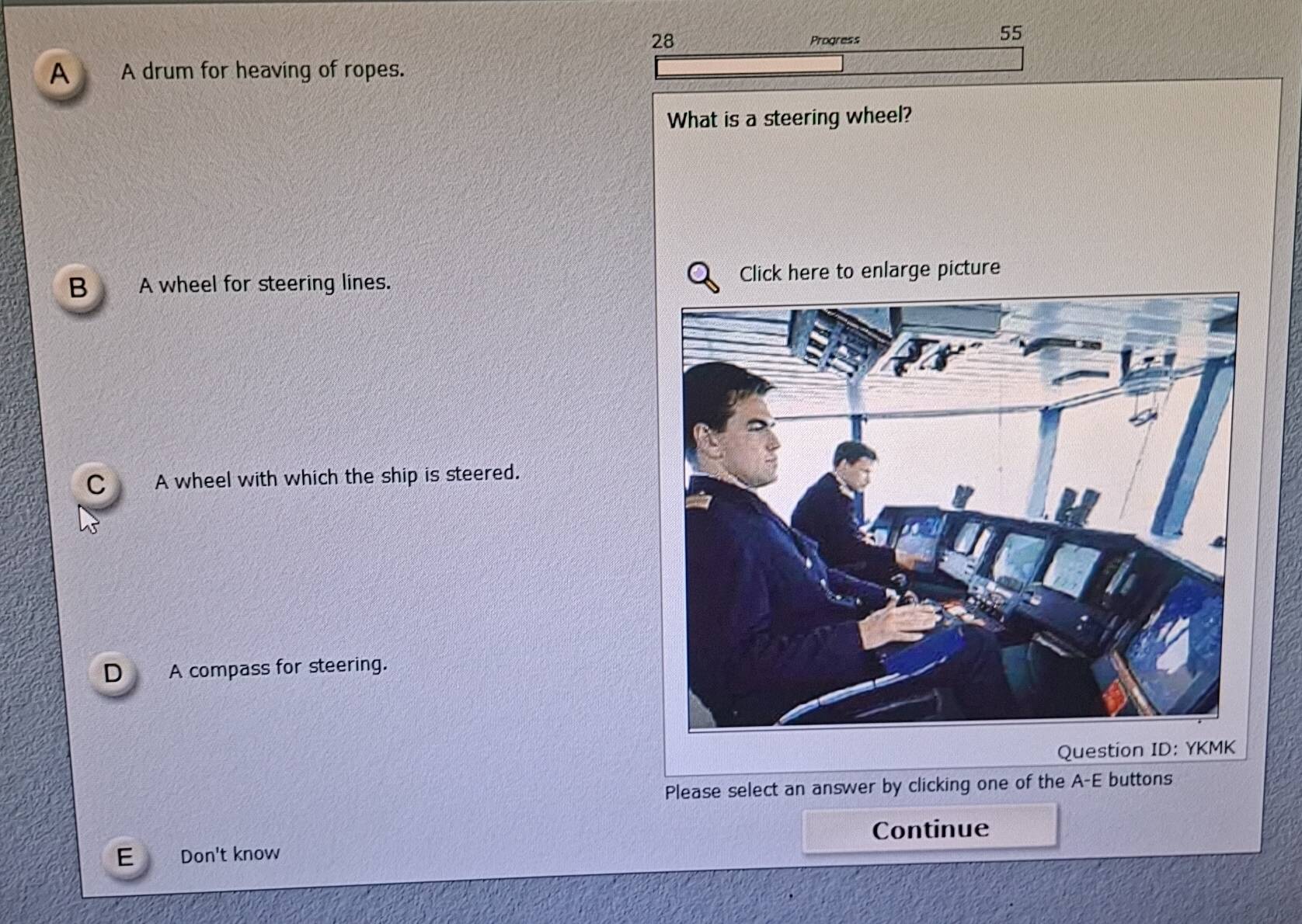 Solved: Progress 55 A A drum for heaving of ropes. What is a steering ...
