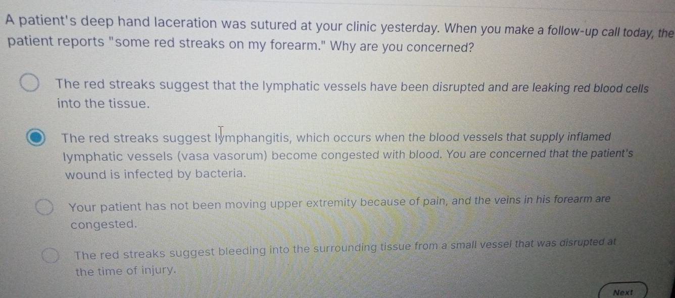 Solved: A patient's deep hand laceration was sutured at your clinic ...