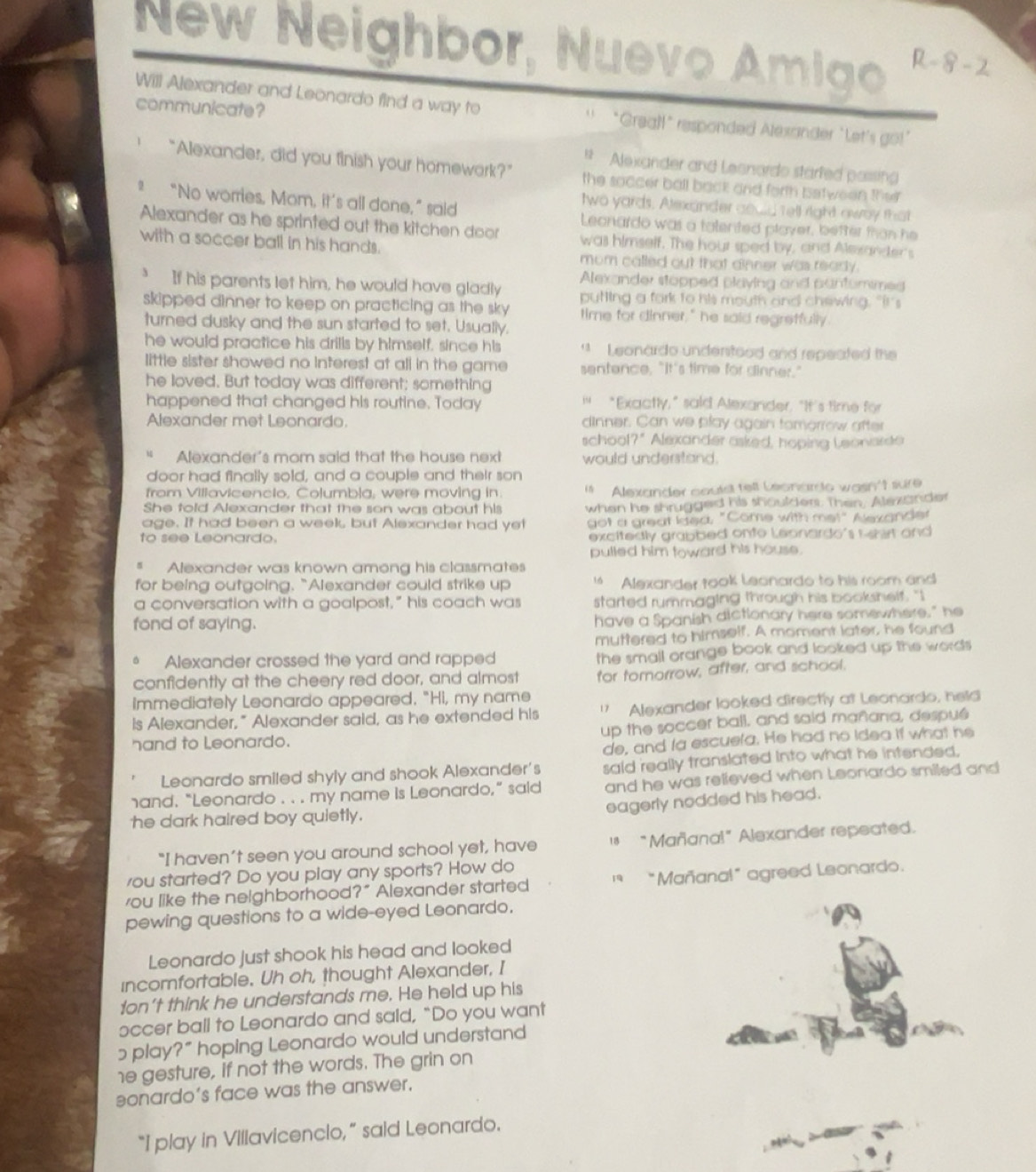 Solved: New Neighbor, Nuevo Amigo R-S -2 communicate? Will Alexander ...