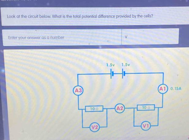 Solved: Look at the circuit below. What is the total potential ...