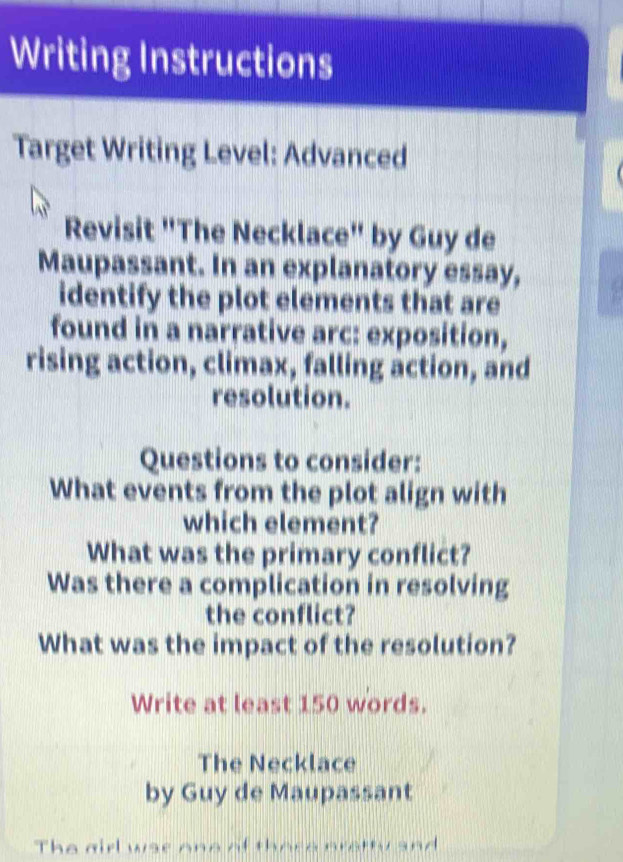 Solved: Writing Instructions Target Writing Level: Advanced Revisit ...