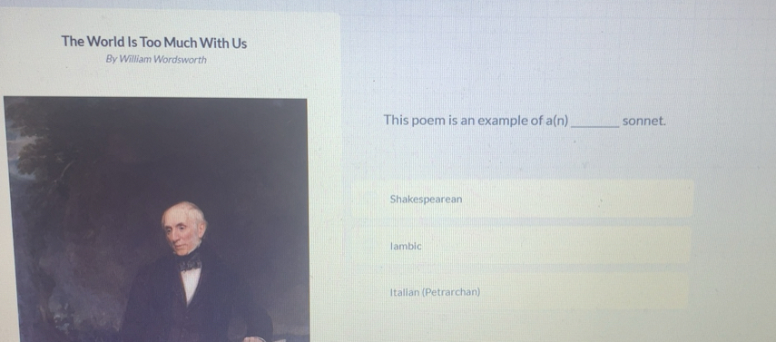 Solved: The World Is Too Much With Us By William Wordsworth This poem ...