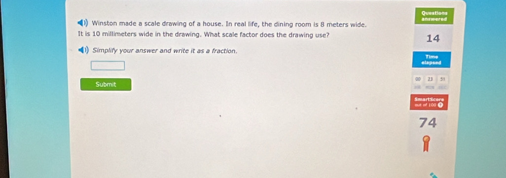 Solved: Questions )) Winston made a scale drawing of a house. In real ...
