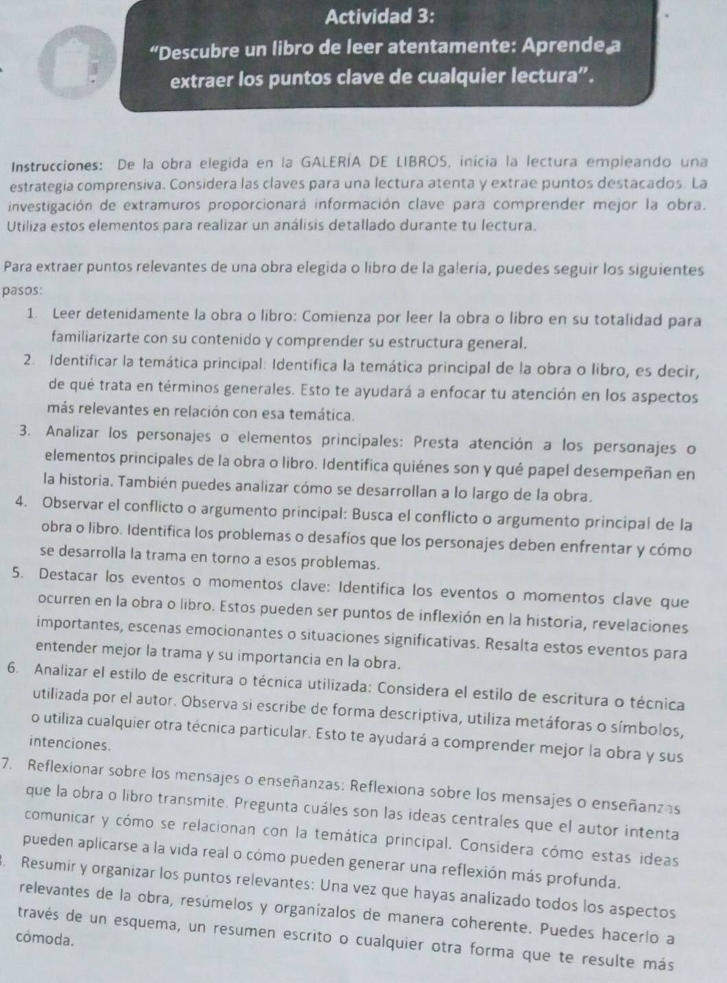 Resuelto:Actividad 3: “Descubre un libro de leer atentamente: Aprende a ...