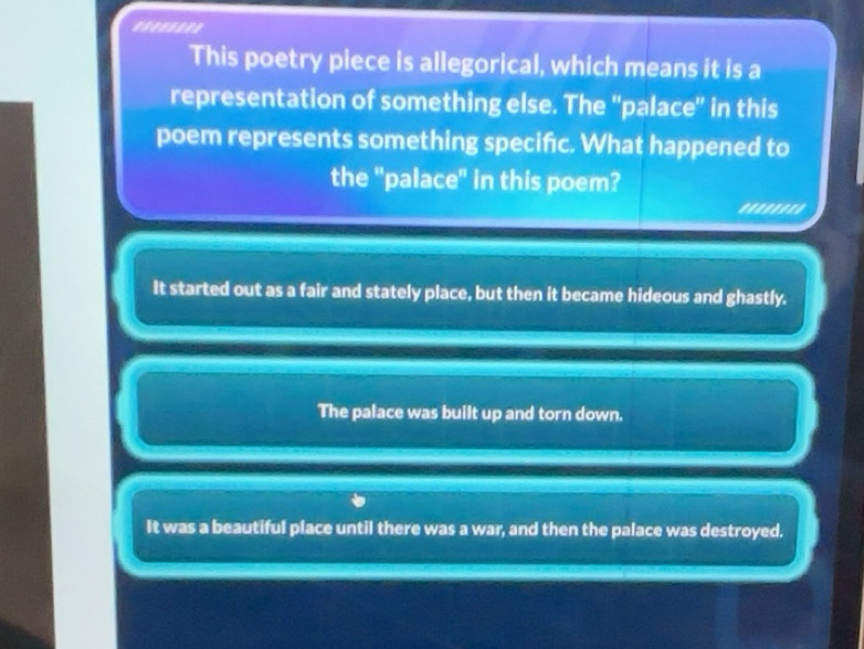 Solved: This poetry piece is allegorical, which means it is a ...