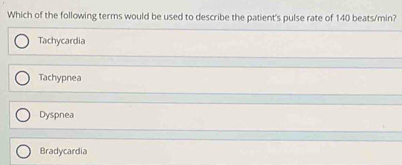 Solved: Which of the following terms would be used to describe the ...