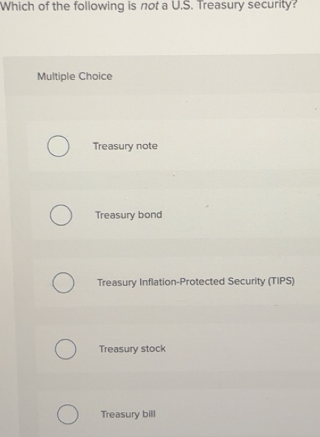 Solved: Which of the following is not a U.S. Treasury security ...