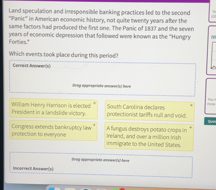 Solved: Yo Land speculation and irresponsible banking practices led to ...