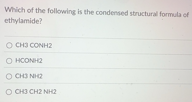 Solved: Which of the following is the condensed structural formula of ...