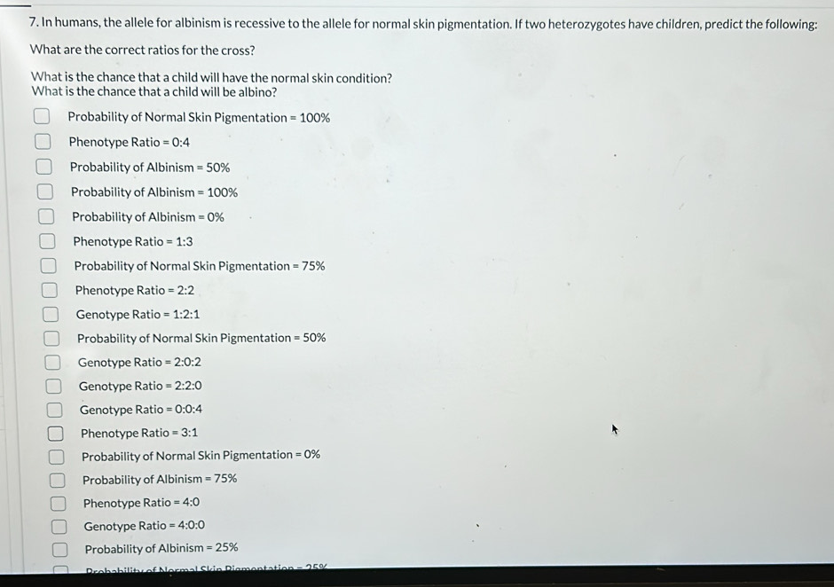 Solved: In humans, the allele for albinism is recessive to the allele ...