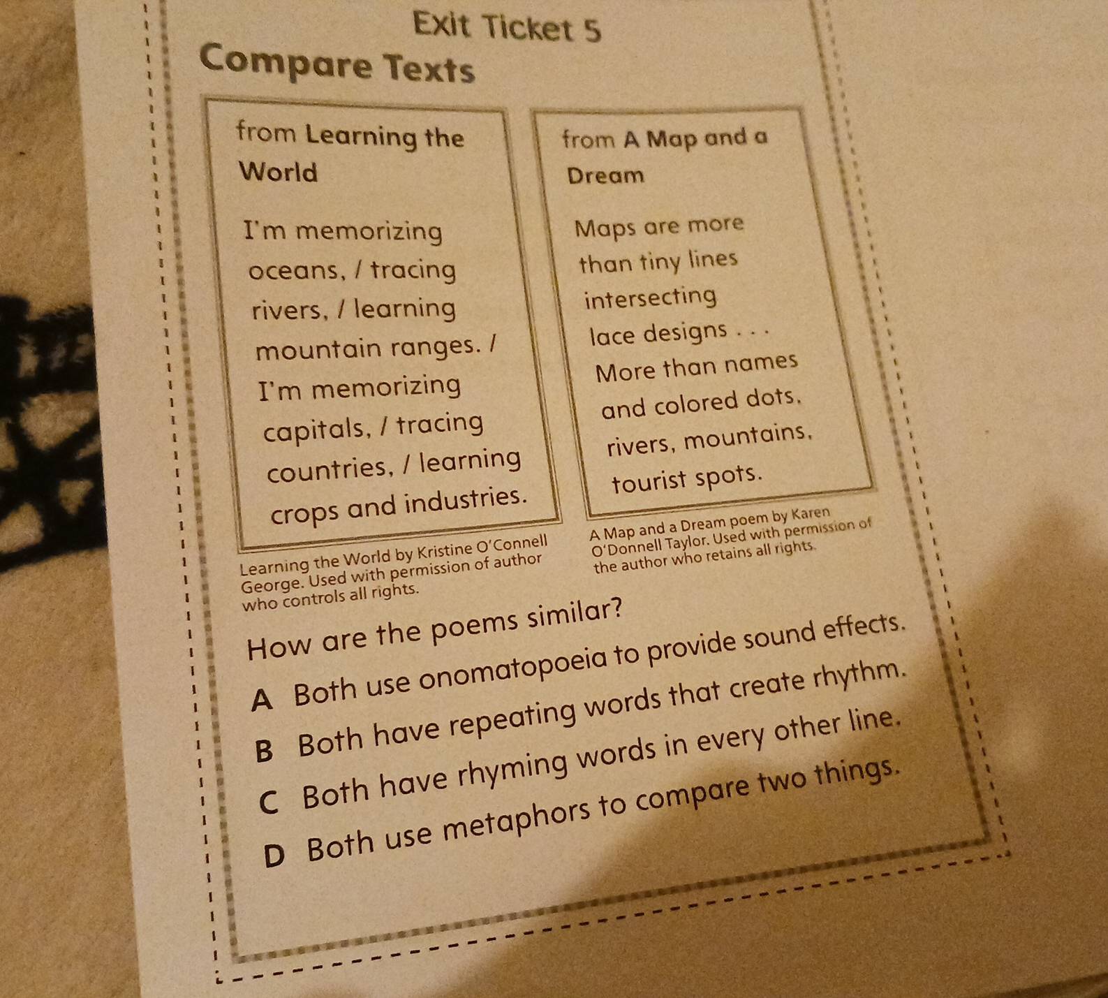 Solved: Exit Ticket 5 Compare Texts from Learning the from A Map and a ...