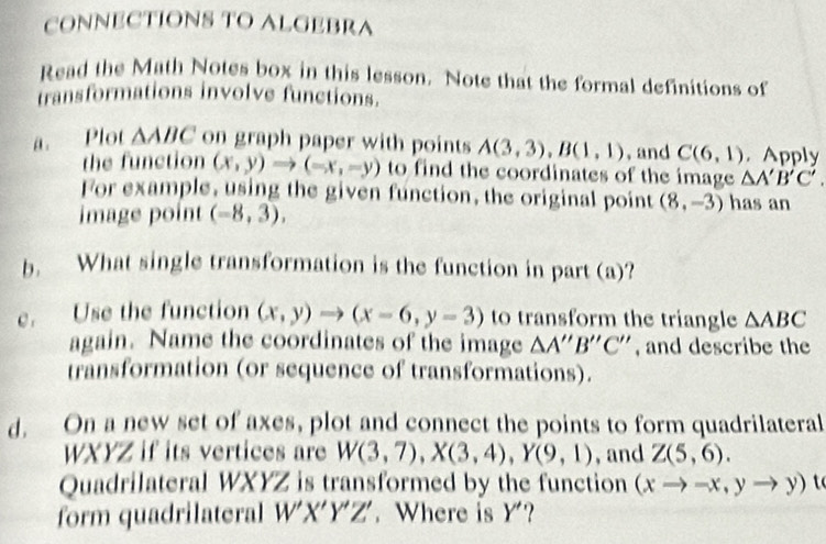 Solved: CONNECTIONS TO ALGEBRA Read the Math Notes box in this lesson ...