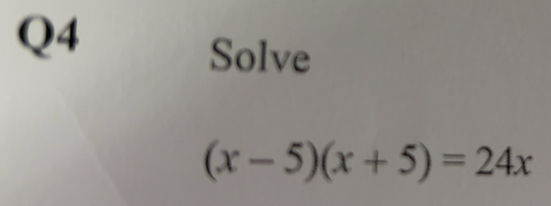 Solved: Solve (x-5)(x+5)=24x [Math]