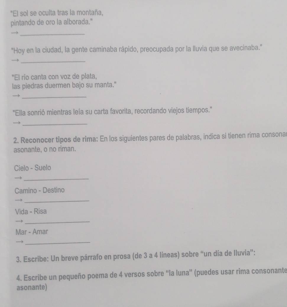 Resuelto:"El sol se oculta tras la montaña, pintando de oro la alborada ...